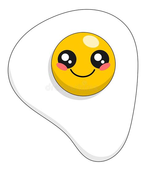 Cute Fried Egg Kawaii Face Vector Illustration Design Isolated Stock