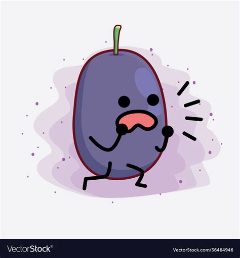 Java Plum Fruit Cute Character With Simple Face Vector Image