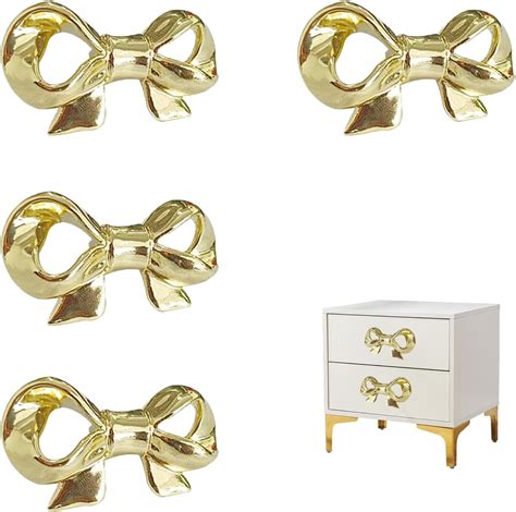Indian Shelf 6 Pieces Brass Gold Bow Drawer Knobs For Kitchen Cabinet