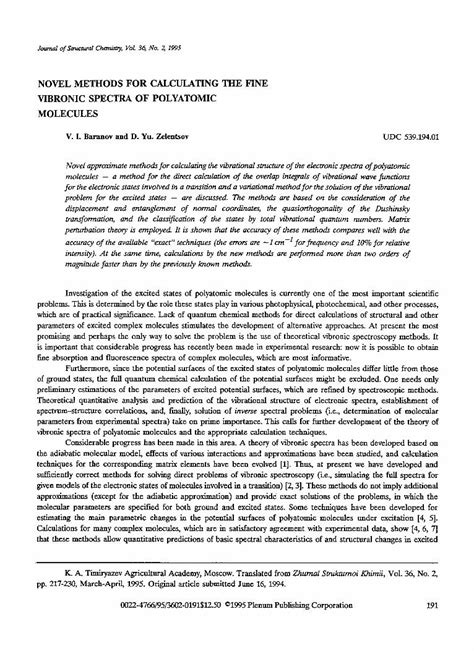 Pdf Novel Methods For Calculating The Fine Vibronic Spectra Of