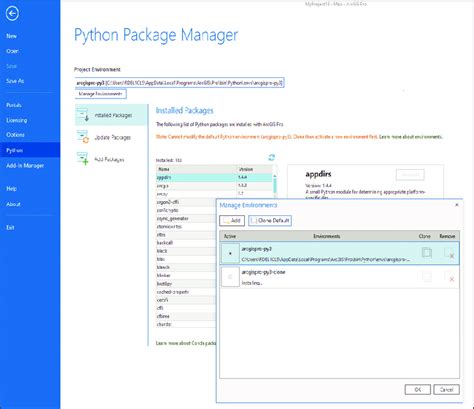 Python Package Manager Dialog Box In ArcGIS Pro Desktop Software Download Scientific Diagram