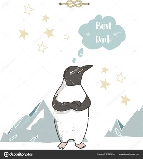 Best Dad Happy Fathers Day Fondo Blanco Tarjeta De Felicitación Plantilla Pinguins Digital