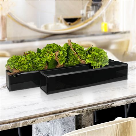 Reversible Black Glass Rectangular Planter Galore Home