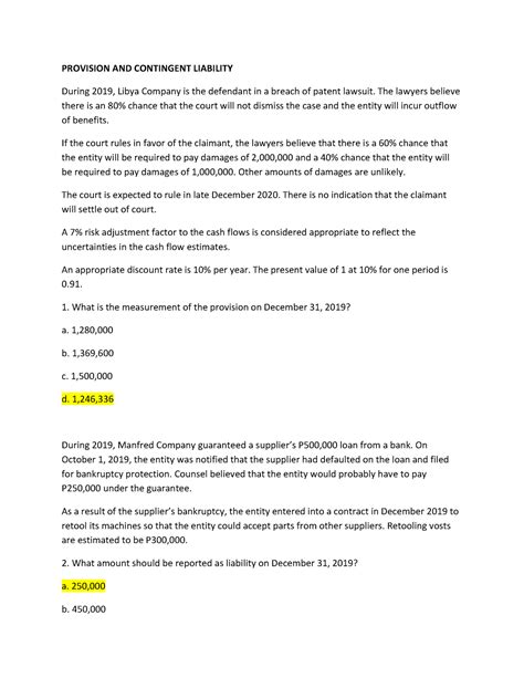 Provision And Contingent Liability Provision And Contingent Liability During 2019 Libya