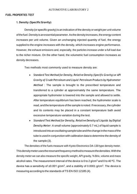 Pdf Fuel Properties Test 1 Density Specific Gravity Föyler