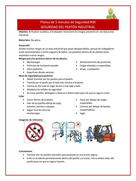 Platica De 5 Minutos 30 Seguridad Del Peatón Industrial Pdf