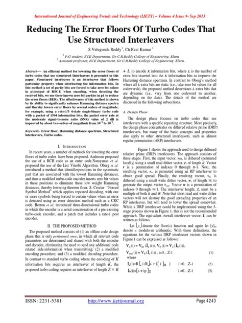 Reducing Error Floors In Turbo Codes Pdf Forward Error Correction