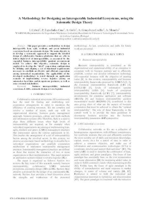 Pdf A Methodology For Designing An Interoperable Industrial