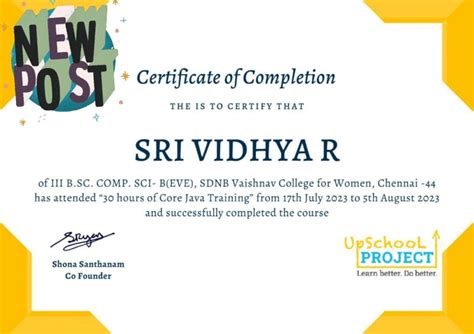 Sri Vidhya Ravi On Linkedin Hey All Completed Core Java Course