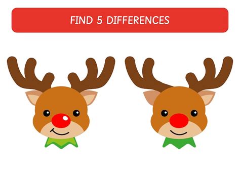 Premium Vector Find Five Differences Between Rudolph Worksheet