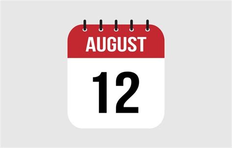 12 De Agosto Calendario Ilustración Vectorial Del Calendario De Agosto