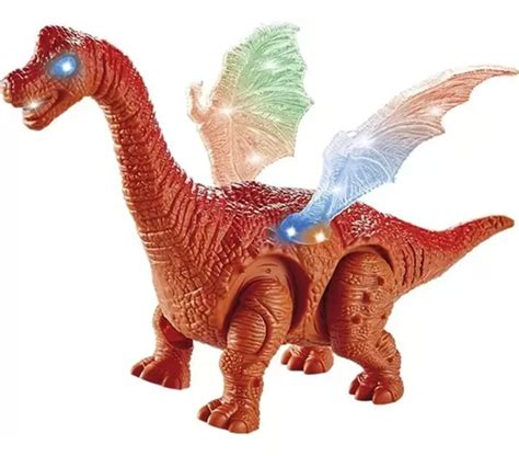 Dinossauro Braquiossauro Brinquedo Anda E Som Led Com Asas
