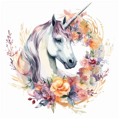 Premium Vector Beautiful Unicorn Face With Flowers Drawing