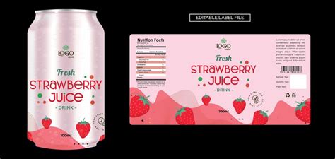 Premium Vector Strawberry Juice Label Design Soft Drink Bottle Label