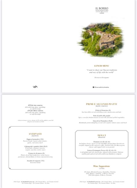 Il Borro Londons Full Menu Online