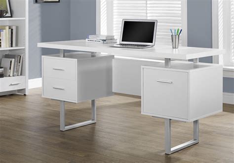 Computer Desk 3 Storage Drawers Reversible Floating Desktop 60