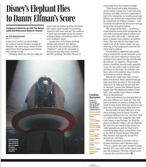 Danny Elfman Scores Dumbo Jon Burlingame