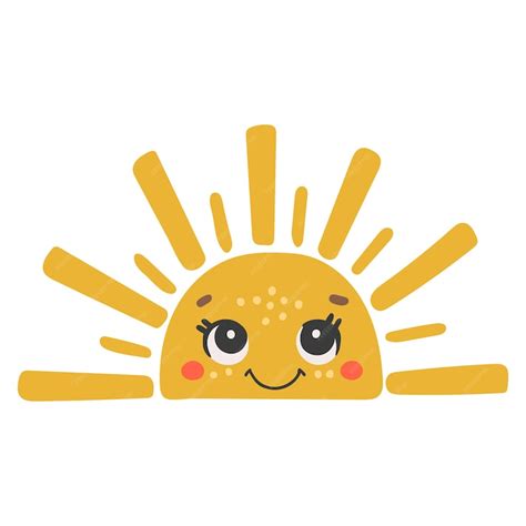 Lindo Personaje De Dibujos Animados De Sol Vector De Sol Feliz Sol De