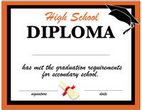 High School Diploma Illustrated Orange