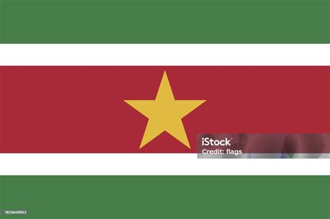 수리남의 국기입니다 플래그 아이콘입니다 표준 색상 표준 크기 사각형 플래그입니다 컴퓨터 일러스트레이션 디지털 일러스트레이션 벡터 일러스트 레이 션입니다 0명에 대한 스톡