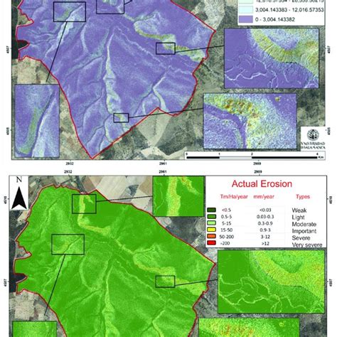 Current Soil Erosion Risk Map A And Potential Water Erosion Map B