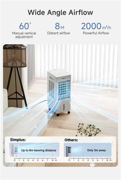 Simplus Air Cooler With 10l Water Tank Remote Control Energy Saving Air