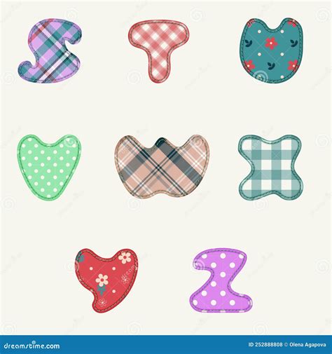 Patchwork Hand Drawn Textile Font Cute Textile Font For Scrapbook Or Collage Design Patchwork