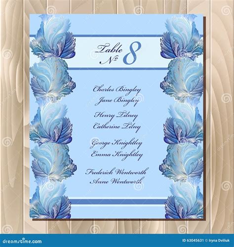 Table Guest List Winter Frozen Glass Design Wedding Design Template