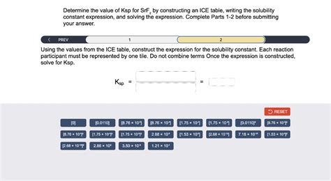 solved determine the value of ksp for srf2 by constructing