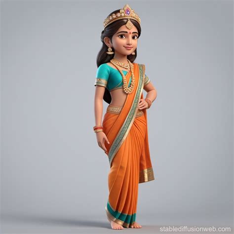 Indian Beautiful Young Princess Wearing Traditional Hindu Saree And