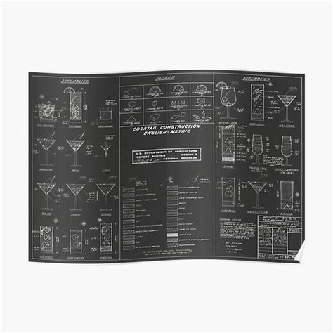 Cocktail Construction Chart By United States Forest Service Gray Version Premium Matte