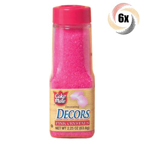 6x Shakers Cake Mate Decorating Decors Pink Crystals 225oz Fast