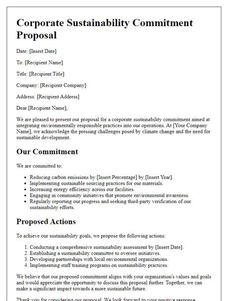Letter Template For Environmental Sustainability Proposal Free