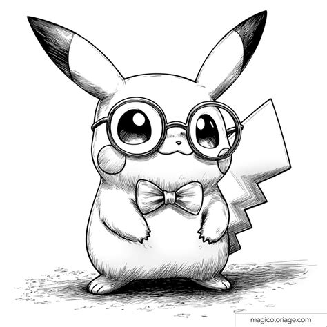 Pikachu Om In Te Kleuren Schattig En Stijlvol Met Zijn Bril