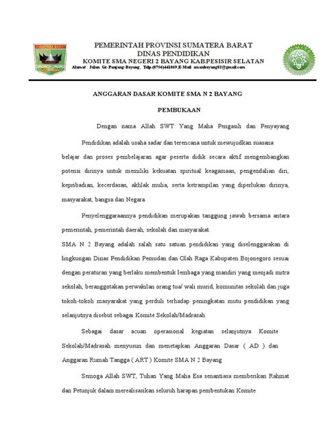 Contoh Ad Art Komite 30s1 Pdf Contoh Ad Art Komite 30s1 Pdf