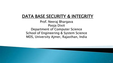 Data Base Security And Integrity Pptx