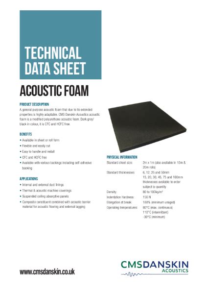 Polyurethane Non Flammable Acoustic Foam Technical Data Sheet Nbs