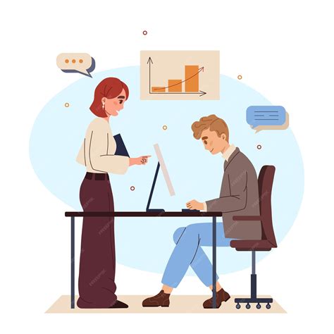 premium vector cartoon office workspace male programmer sitting on