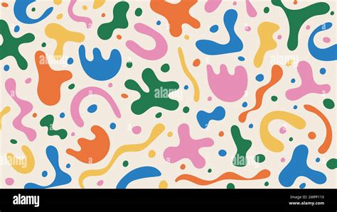 fun colorful pattern of abstract liquid shapes and blobs in various