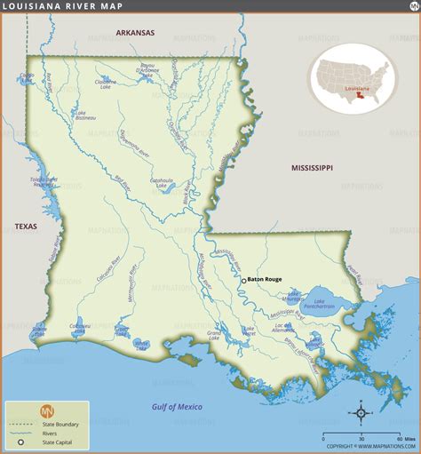 Louisiana River Map Major Rivers Lakes And Waterways Of Louisiana