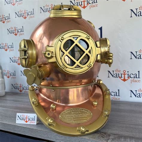 Copper And Antique Brass Finish Diver Helmet Full Size Mark V Diving