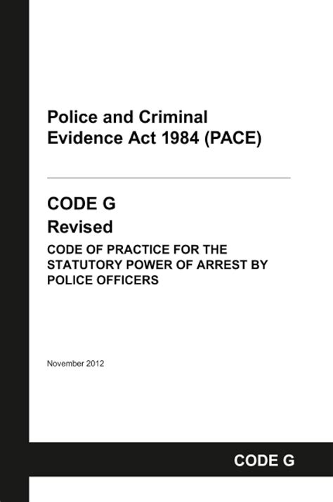 Pace Code G Police And Criminal Evidence Act 1984 Codes Of Practice