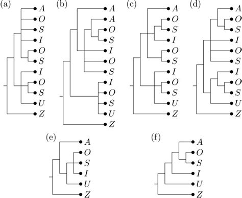 input trees for first example six mul trees restrictions of gene