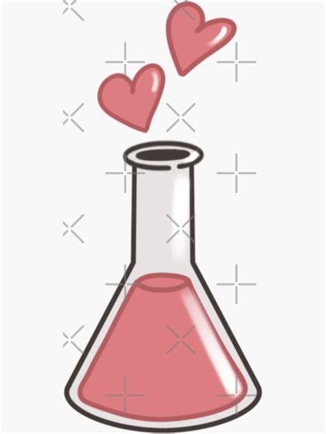 Cute Beaker Science Illustration With Hearts Sticker For Sale By Theeclectickat Redbubble