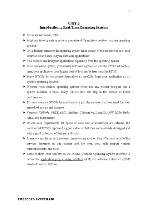Unit3 Introduction To Real Time Operating Systems Embedded Systems Cse