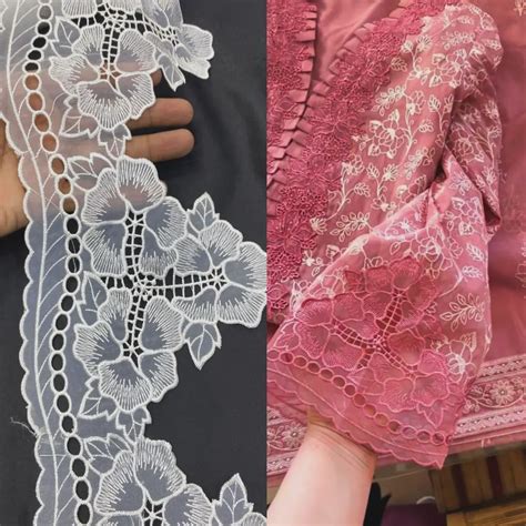 Organza Cutwork Lace 1 Yard White Ocl011w In Pakistan Designer