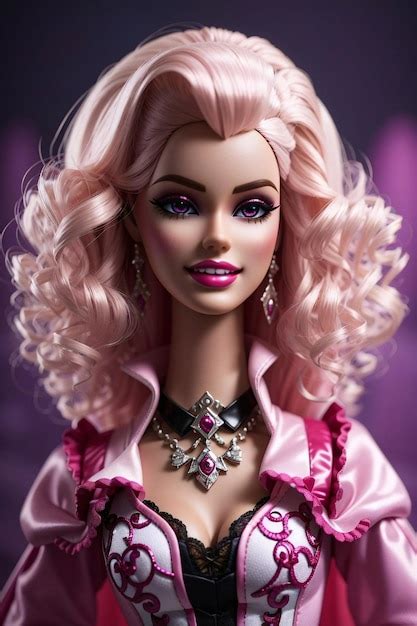 Premium Ai Image Barbie Wearing A Vampire Costume With Pink Accents
