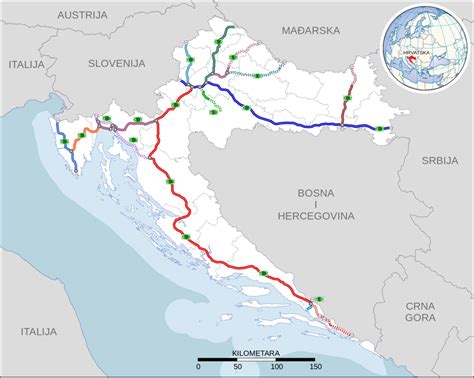 Map Map Of Highway Network In Croatia Infographic Tv Number One