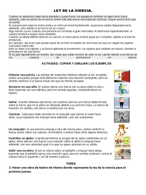 Ley De La Inercia Pdf Fuerza Inercia
