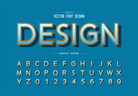 Halftone Hexagon Font And Alphabet Vector Digital Design Typeface And Number 10242284 Vector